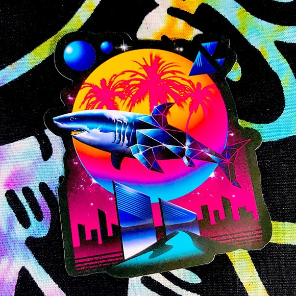 Wall Decor | Shark Neon Contrast 8s Vibes Sticker | Poshmark